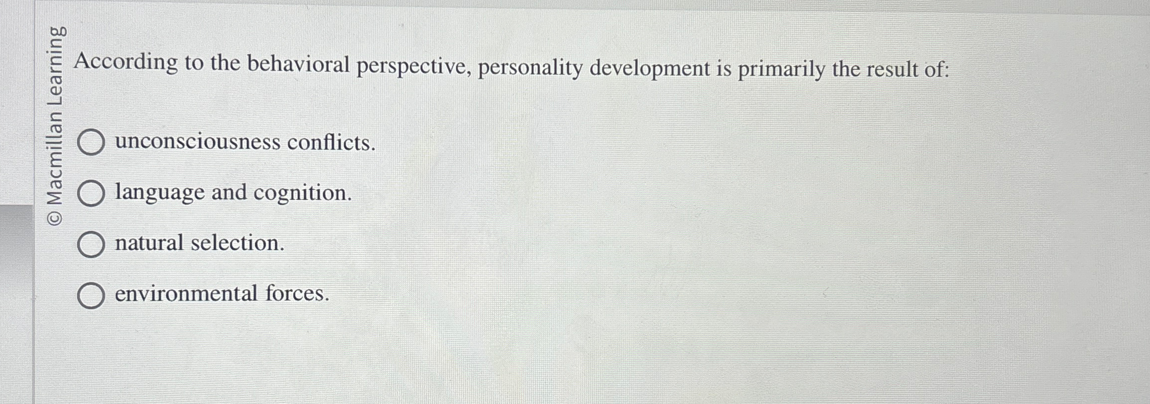 Solved According to the behavioral perspective, personality | Chegg.com