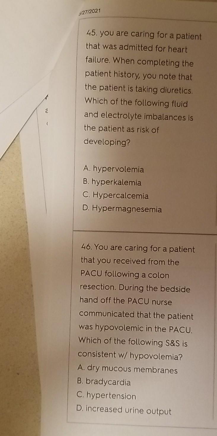 Solved 1. You are caring for a 68-year- old male client who | Chegg.com