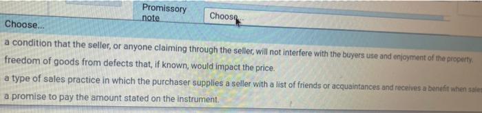 Solved Merchantable quality Referral selling Quiet | Chegg.com