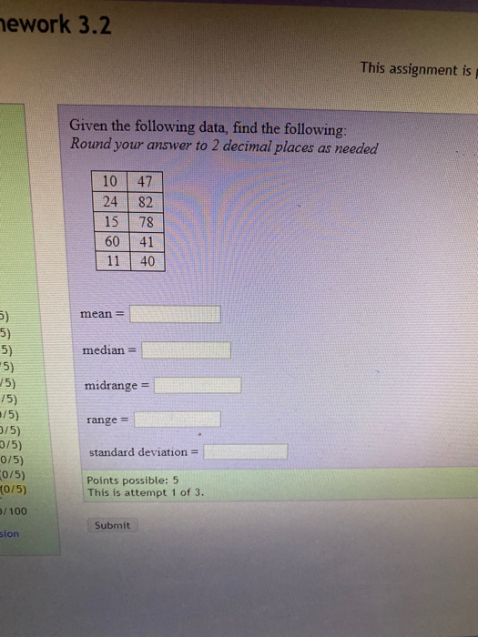 Solved mework 3.2 This assignment is Given the following | Chegg.com
