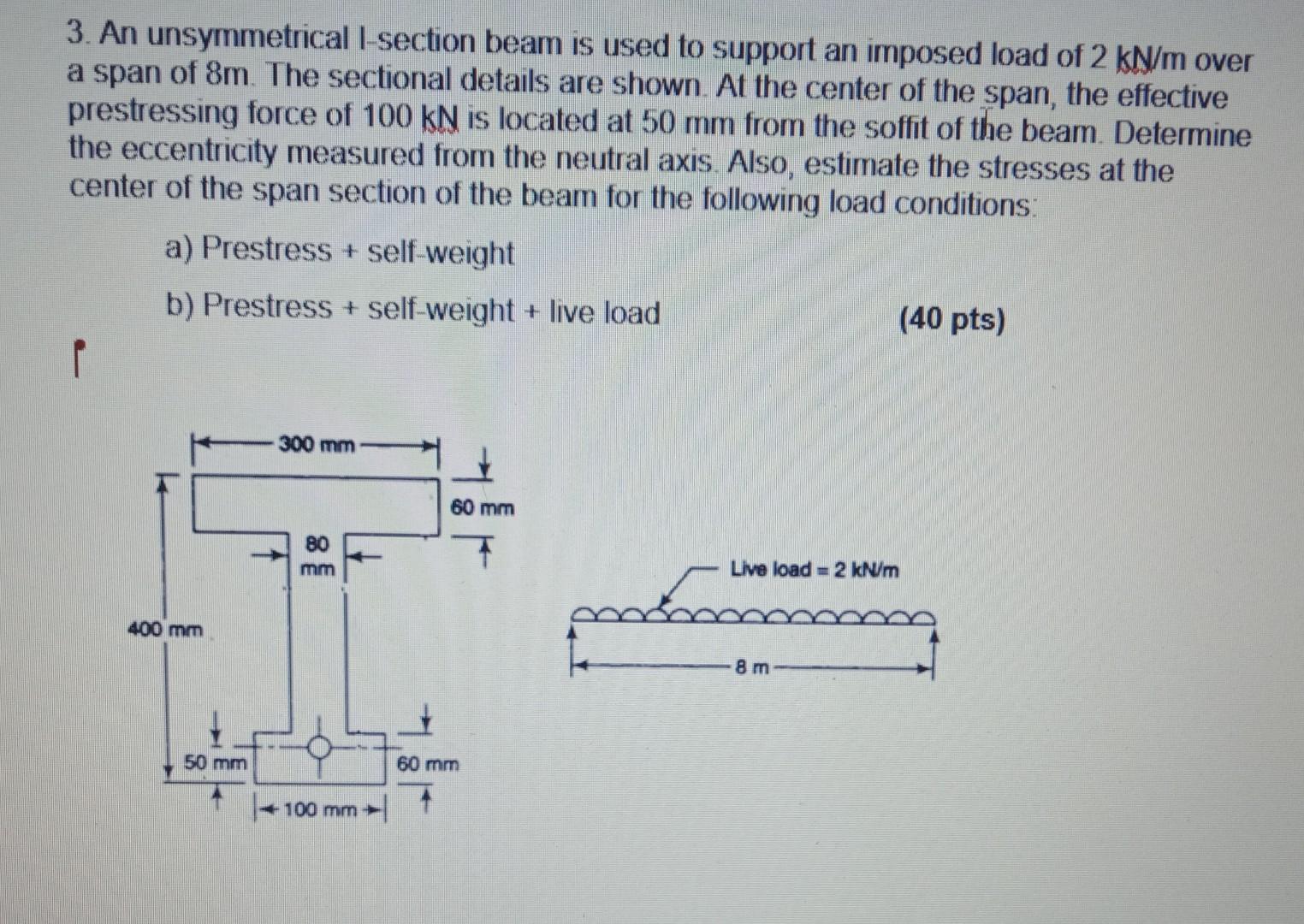 Solved 3. An unsymmetrical l-section beam is used to support | Chegg.com