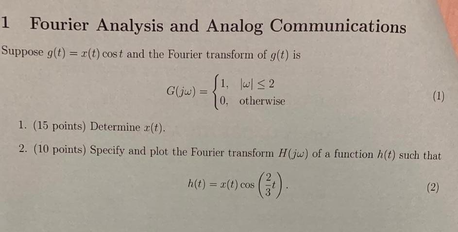 Solved This is about fourier analysis and analog | Chegg.com