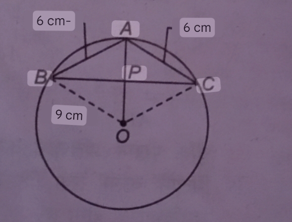 Solved If a circle of radius 9cm is An isosceles triangle | Chegg.com