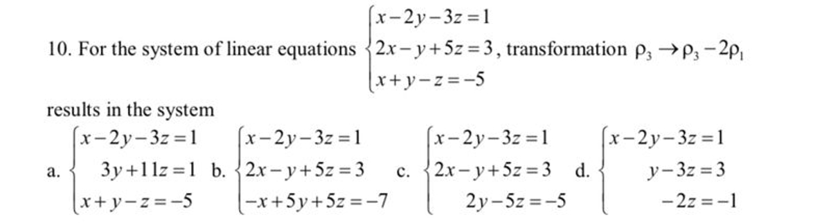 Solved 10.For the system of linear equations | Chegg.com