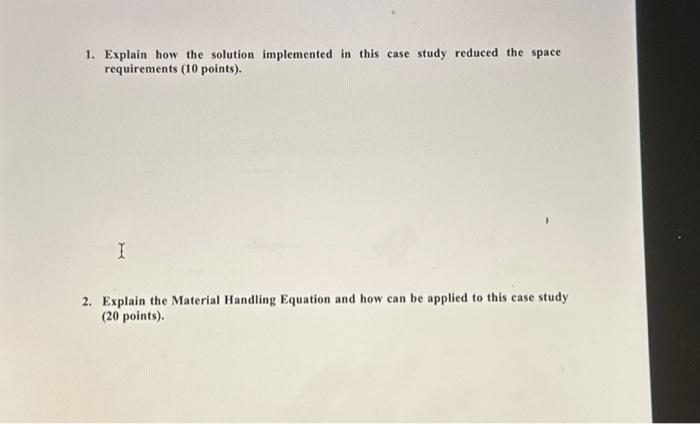 Solved Case Study \#1: Using Material Pull to Improve a | Chegg.com
