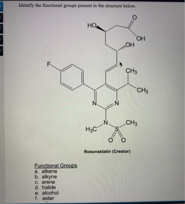 Solved Identify the functional groups present in the | Chegg.com