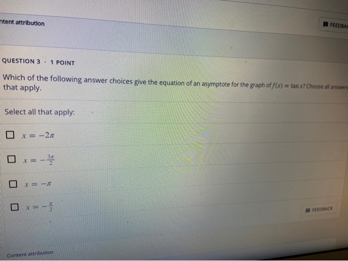 Solved mtent attribution FEEDBAC QUESTION 3 1 POINT Which of | Chegg.com