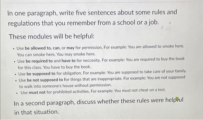 Solved In one paragraph, write five sentences about some | Chegg.com