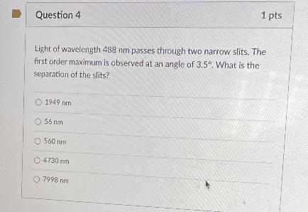 Solved Light of wavelength 488 nm passes through two narrow | Chegg.com