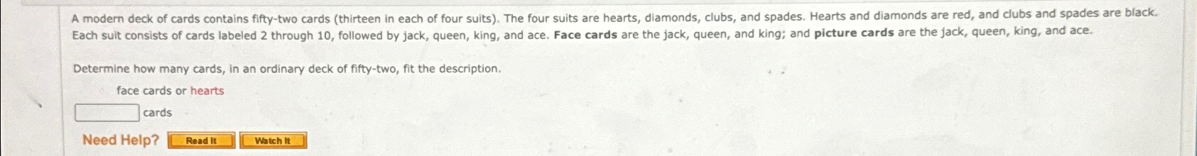 Solved Determine how many cards, in an ordinary deck of | Chegg.com