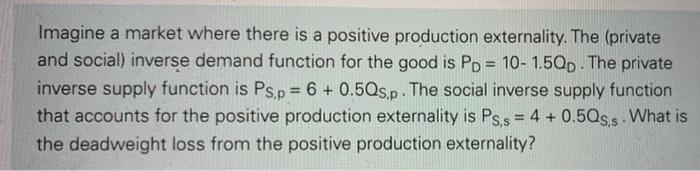 Solved Imagine a market where there is a positive production | Chegg.com