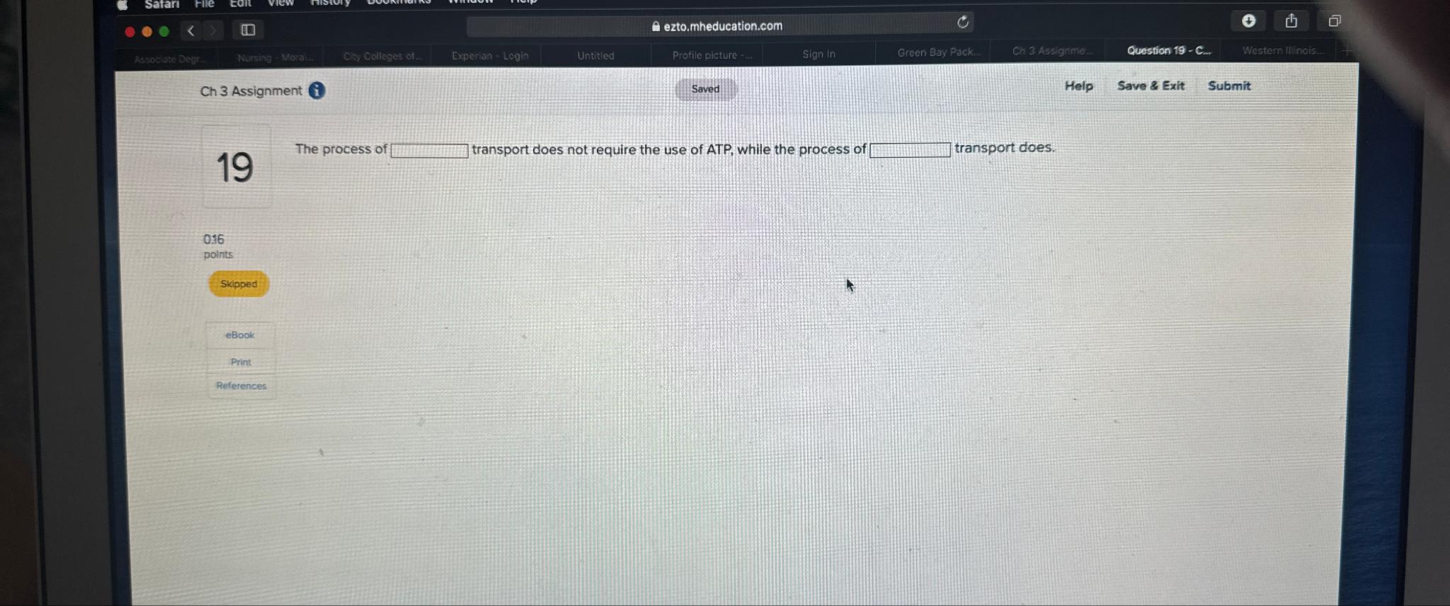 Solved Ch 3 ﻿Assignment iSavedHelpSave & ExitSubmit19The | Chegg.com