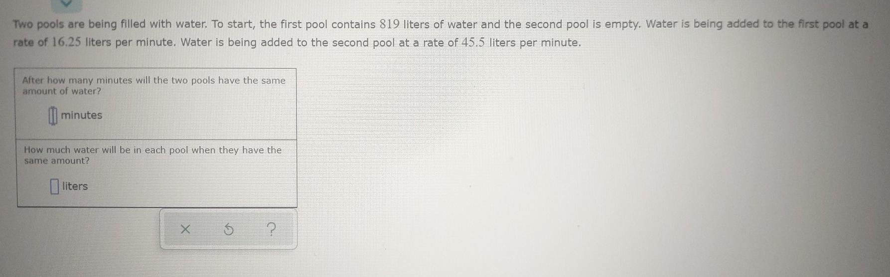 Solved Two pools are being filled with water. To start, the | Chegg.com