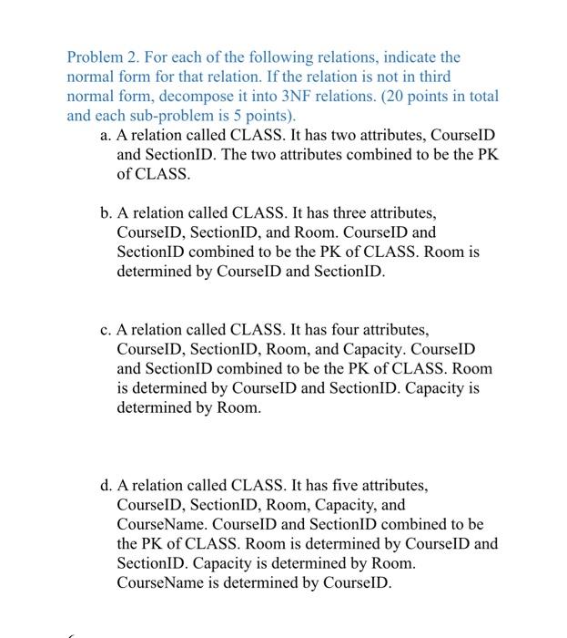 Solved Problem 2. For each of the following relations, | Chegg.com