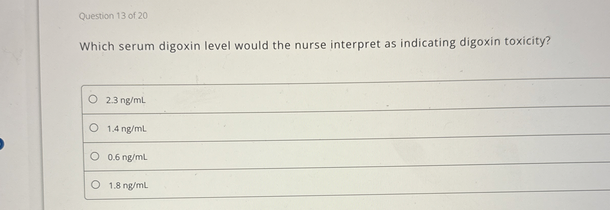 High Quality Solution Question 13 ﻿of 20which Serum Digoxin Level Would