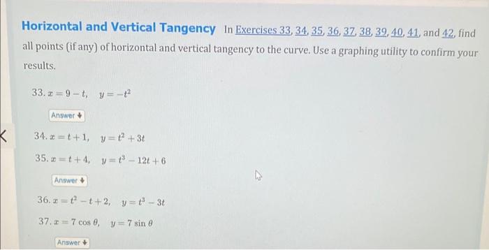 Solved Horizontal and Vertical Tangency In Exercises 33, 34, | Chegg.com