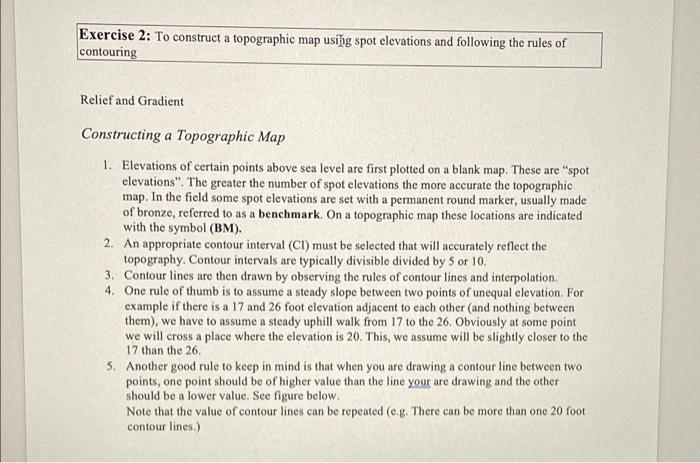 Solved Exercise 2: To construct a topographic map using spot | Chegg.com