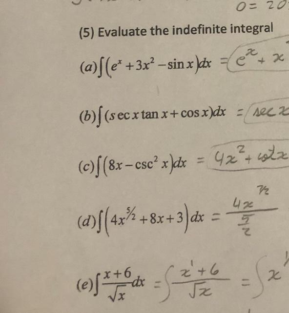 Solved (5) Evaluate the indefinite integral (a) \\( | Chegg.com