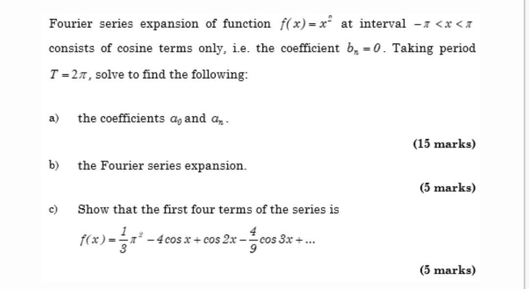 Solved Fourier Series Expansion Of Function F X X At