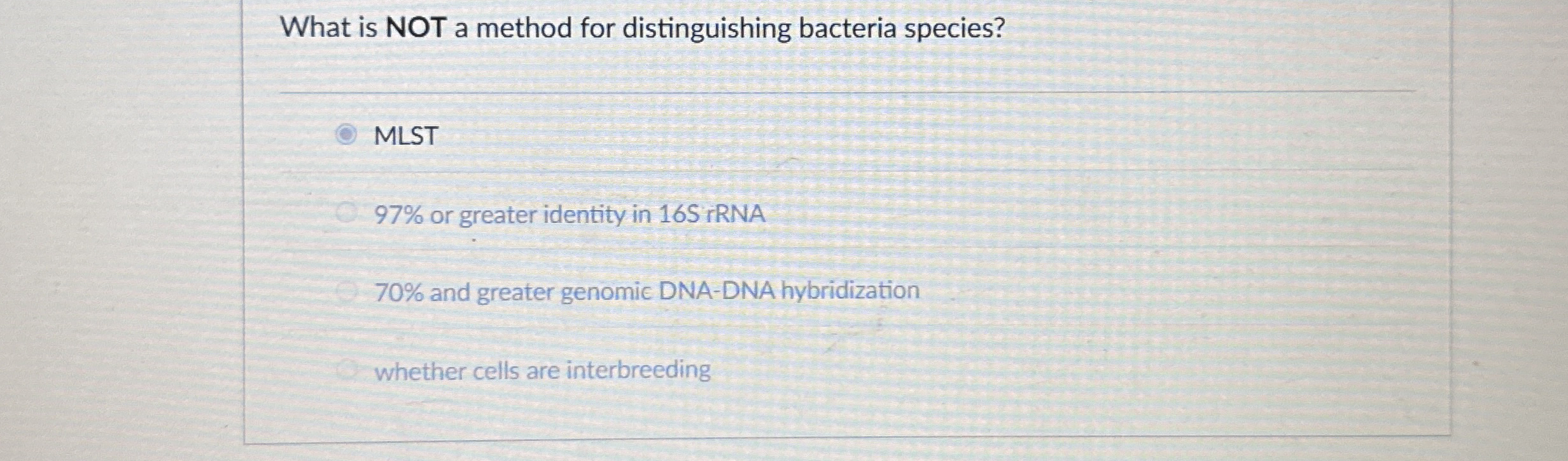 Solved What is NOT a method for distinguishing bacteria | Chegg.com