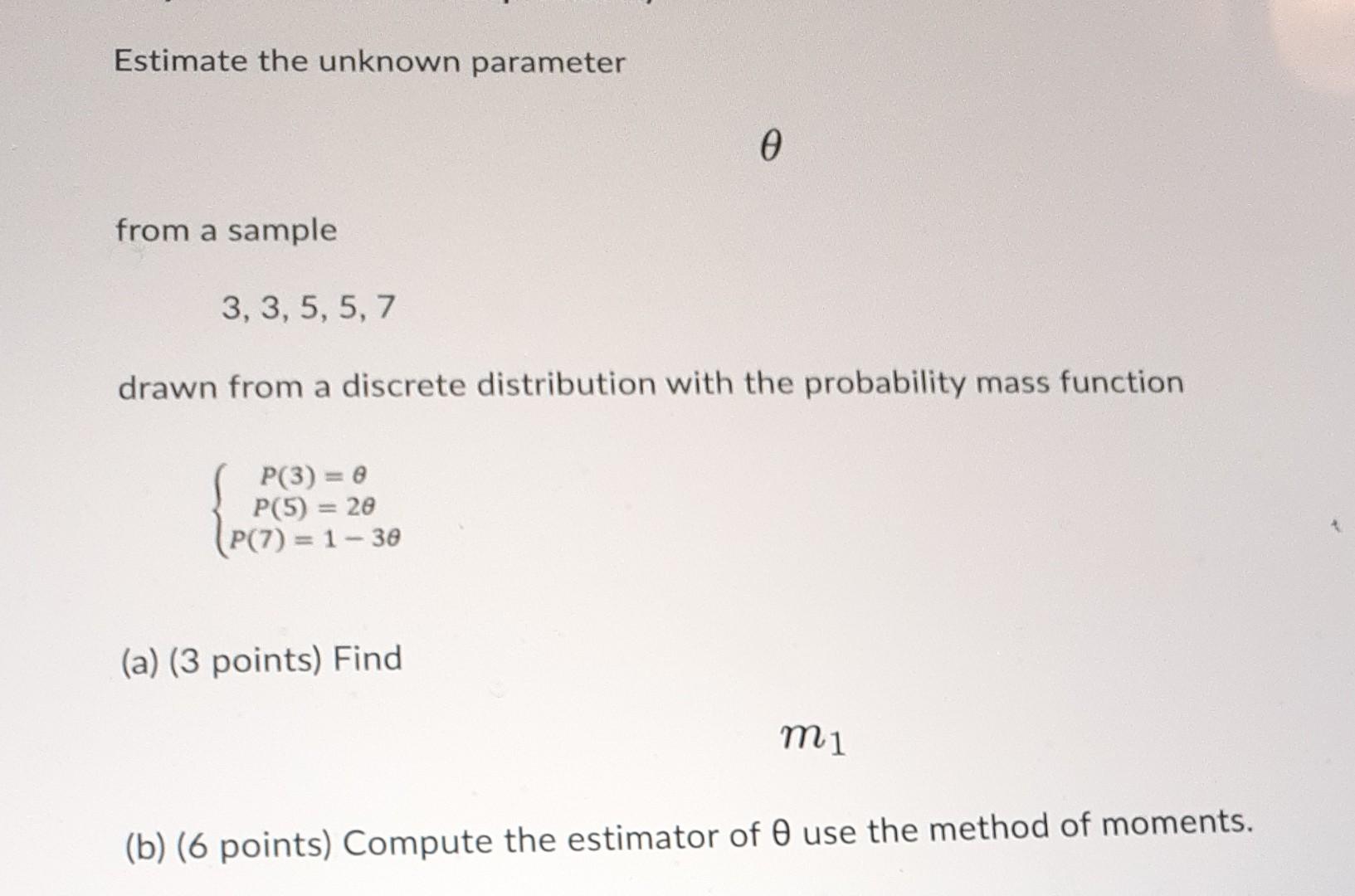 Estimate the unknown parameter θ from a sample | Chegg.com