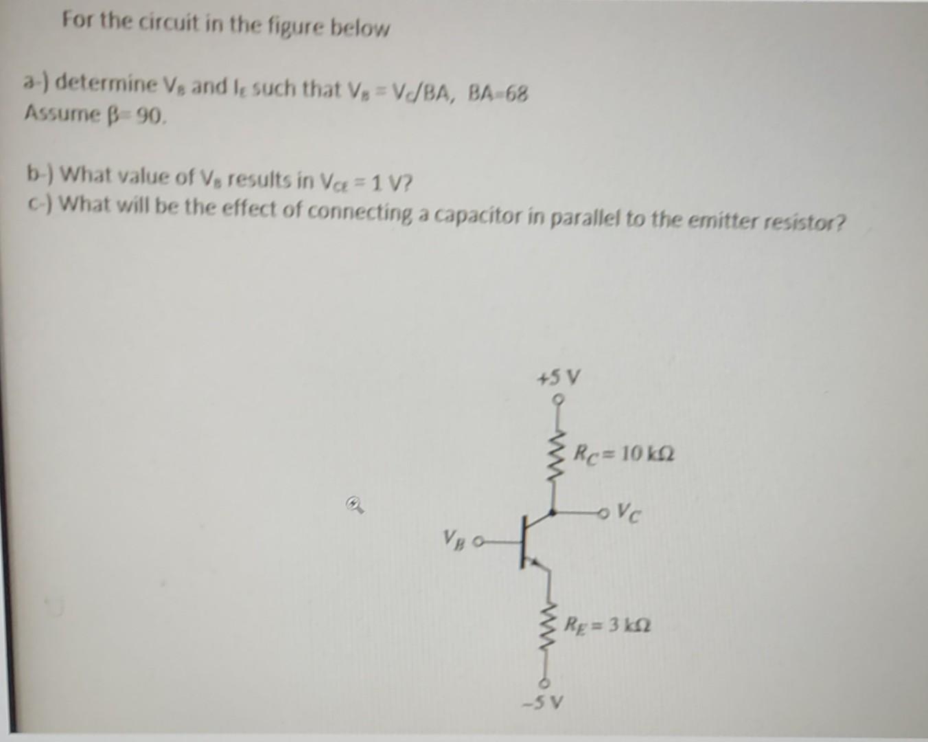 Solved For the circuit in the figure below a-) determine VB | Chegg.com