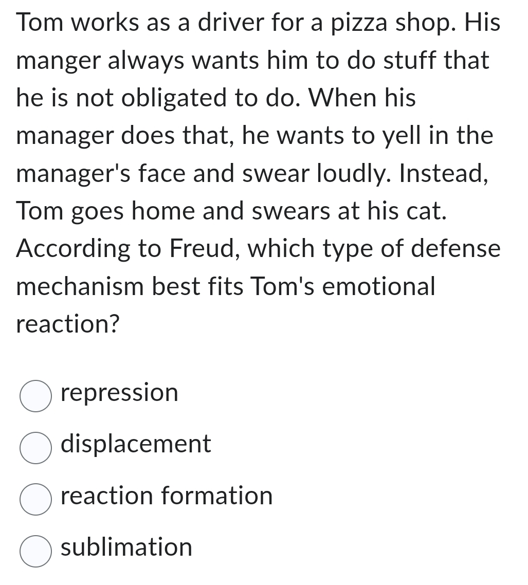 Solved Tom works as a driver for a pizza shop. His manger | Chegg.com