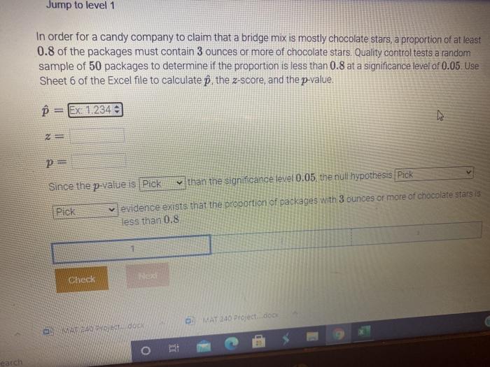 Solved Jump to level 1 In order for a candy company to claim | Chegg.com