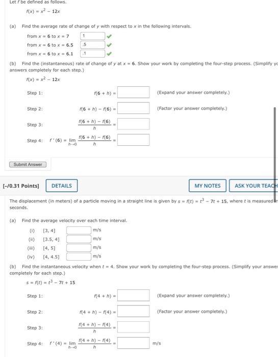 Solved Let f be defined as follows, f(x)=x2−12x (a) Find the | Chegg.com