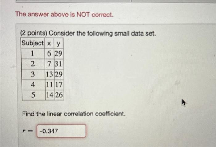 Solved The answer above is NOT correct. (2 points) Consider | Chegg.com