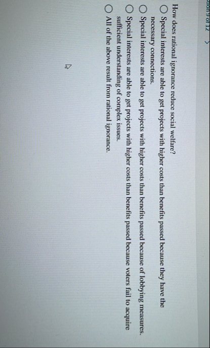 Solved tron 9 ﻿of 12How does rational ignorance reduce | Chegg.com