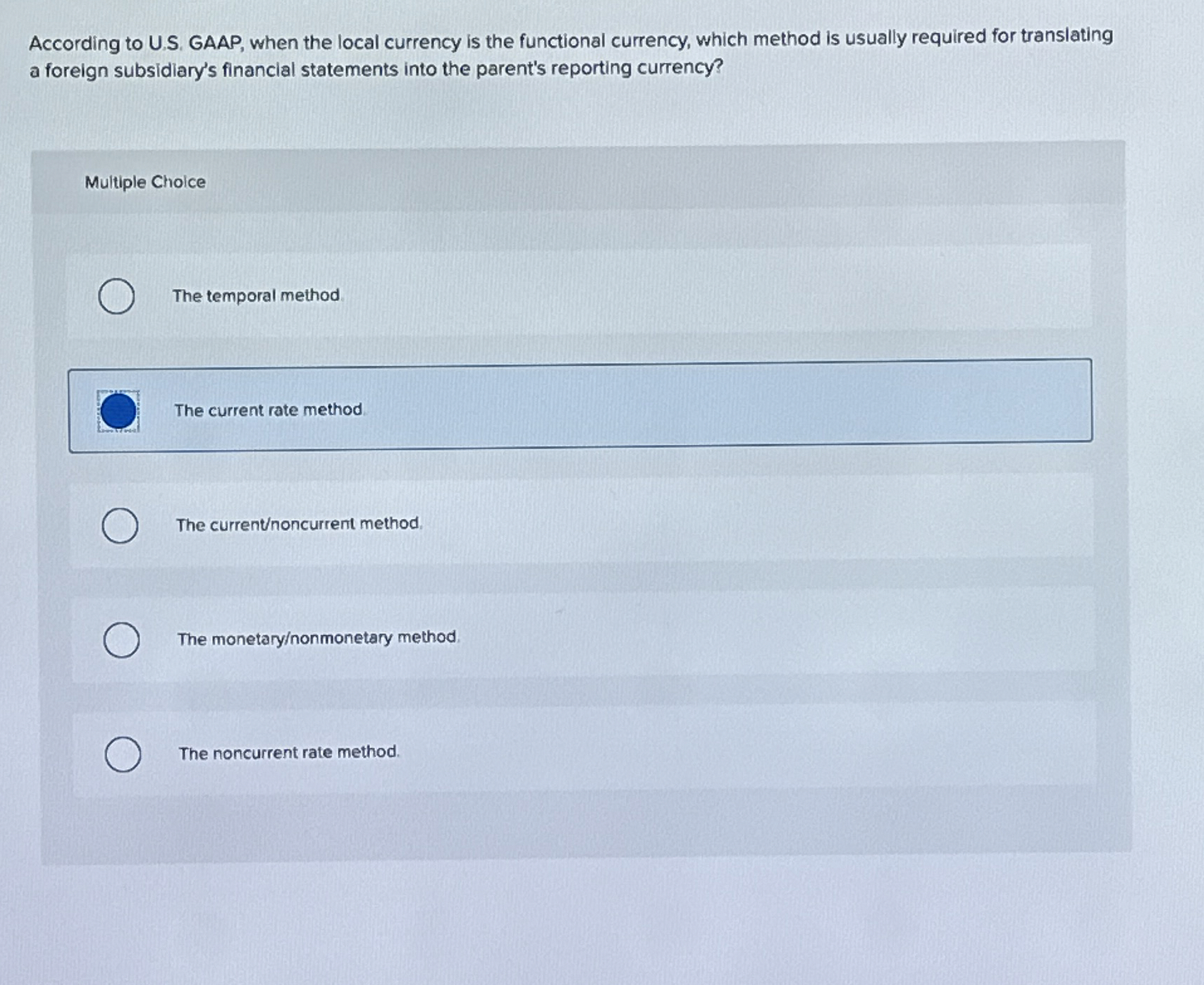 Solved According to U.S. ﻿GAAP, when the local currency is | Chegg.com