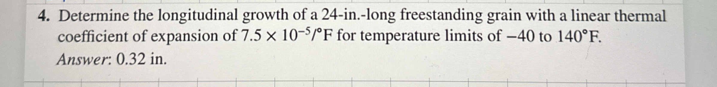 Solved Determine the longitudinal growth of a 24 -in.-long | Chegg.com