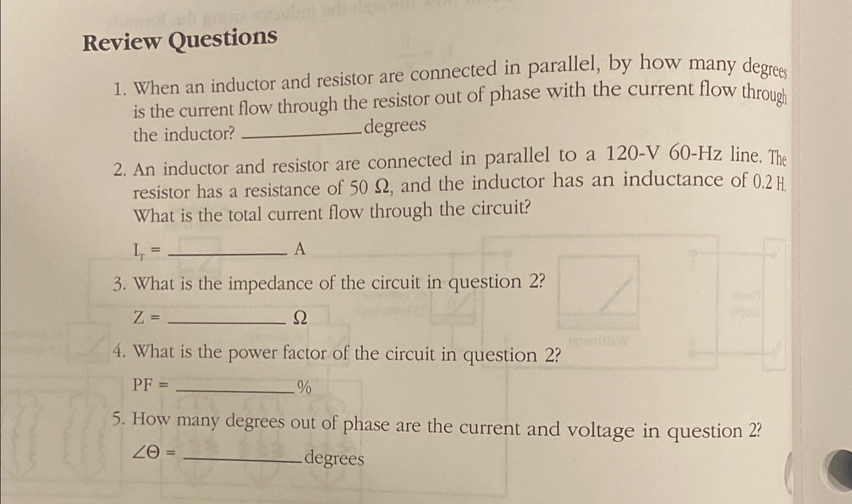 Solved Review QuestionsWhen an inductor and resistor are | Chegg.com