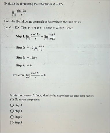 Solved Evaluate the limit using the substitution | Chegg.com