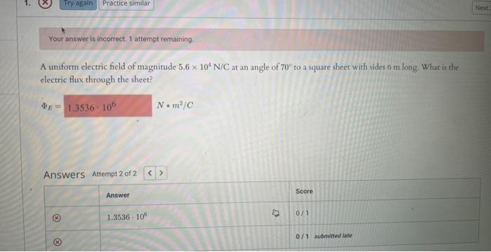 Solved Your answer is incorrect. 1 attempt remaining. A | Chegg.com