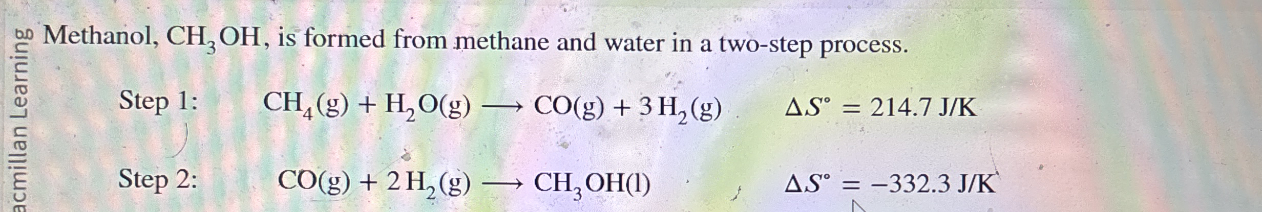 [Solved]: Methanol, CH_(3)OH, is formed from methane and wat