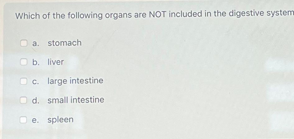 Solved Which of the following organs are NOT included in the | Chegg.com
