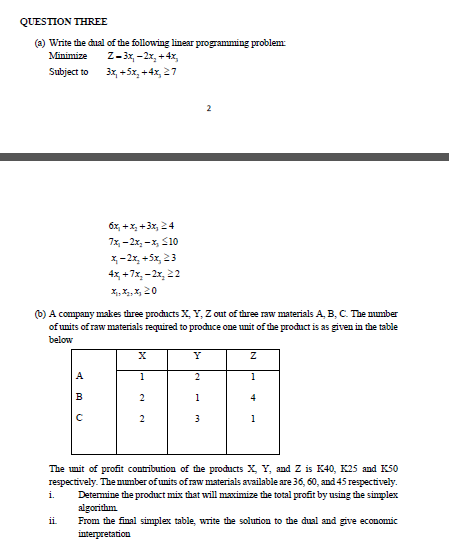 Solved QUESTION THREE(a) ﻿Write the chal of the following | Chegg.com