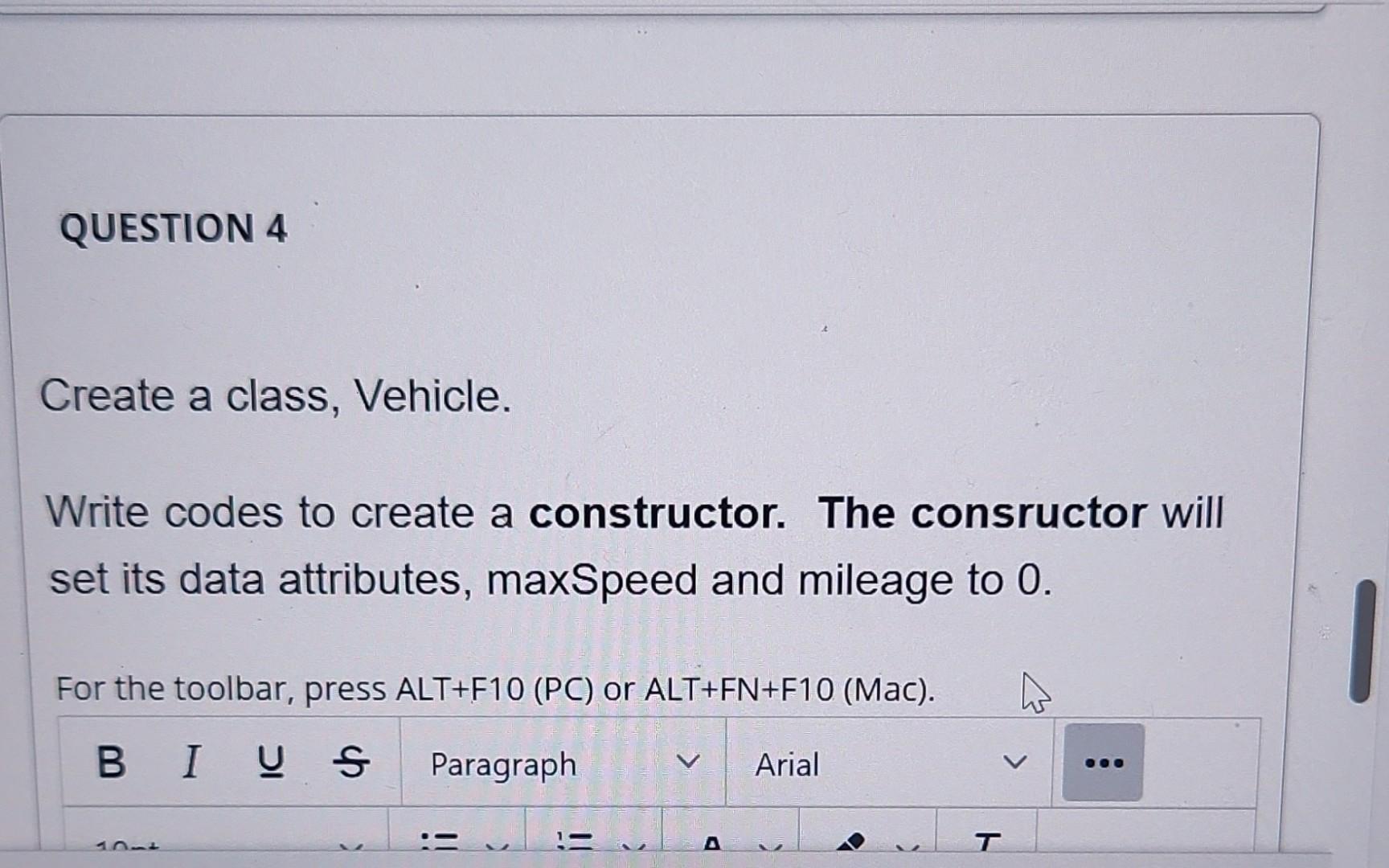 Solved Create a class, Vehicle. Write codes to create a | Chegg.com