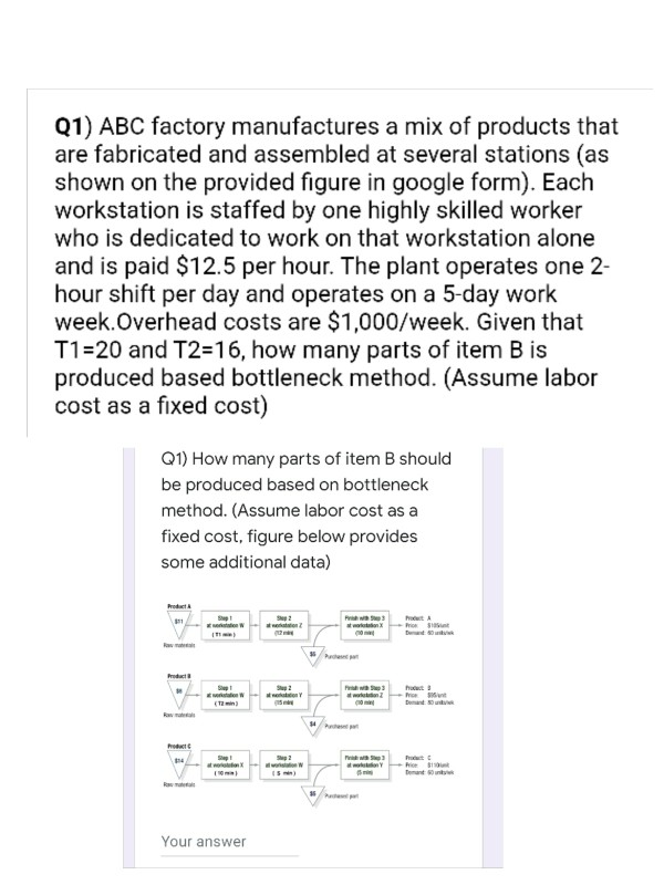Q1) ABC factory manufactures a mix of products that | Chegg.com
