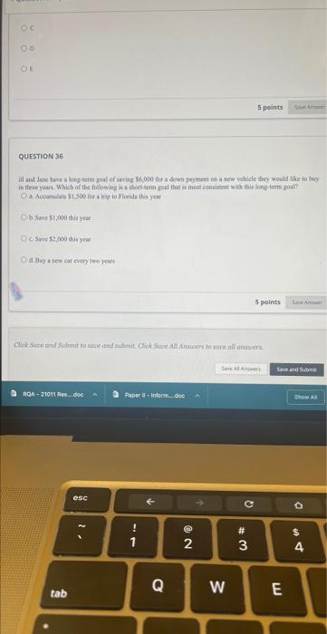 ос ор O 5 points suront QUESTION 36 Illandlae have a | Chegg.com