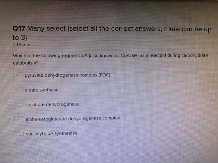 Solved Q17 Many select (select all the correct answers; | Chegg.com