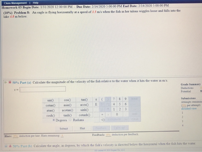Solved Class Management | Help Homework 03 Begin Date: | Chegg.com