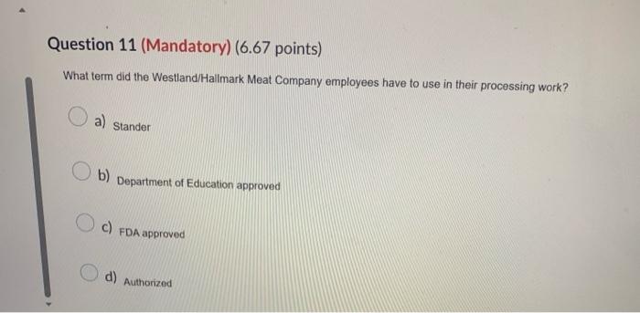 Solved What term did the Westland/Hallmark Meat Company | Chegg.com