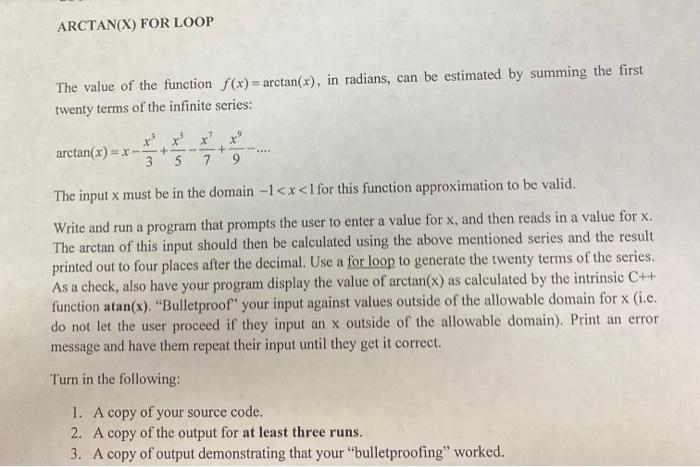 Solved The value of the function f(x)=arctan(x), in radians, | Chegg.com