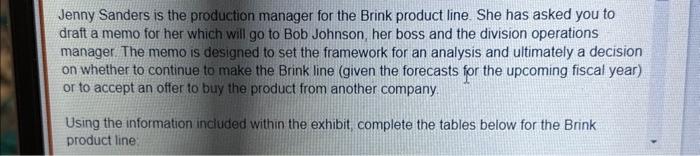Jenny Sanders is the production manager for the Brink | Chegg.com