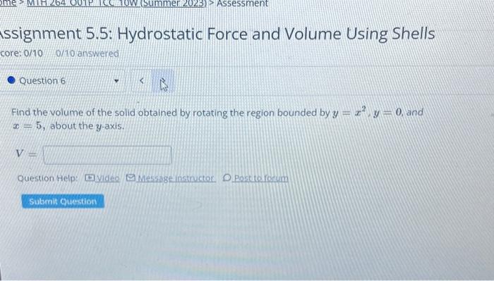 Solved ssignment 5.5: Hydrostatic Force and Volume Using | Chegg.com