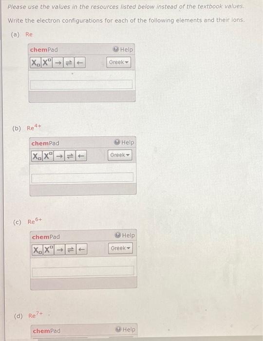 Solved Please use the values in the resources listed below | Chegg.com