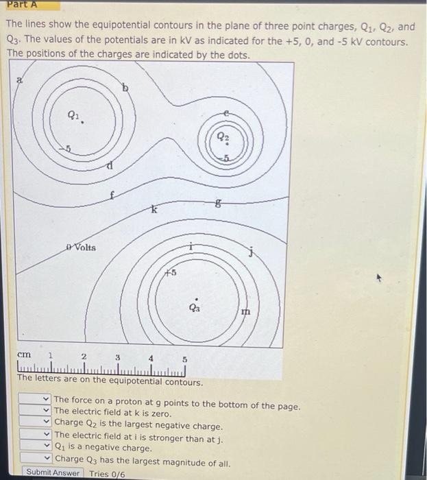 Solved Part A The lines show the equipotential contours in | Chegg.com